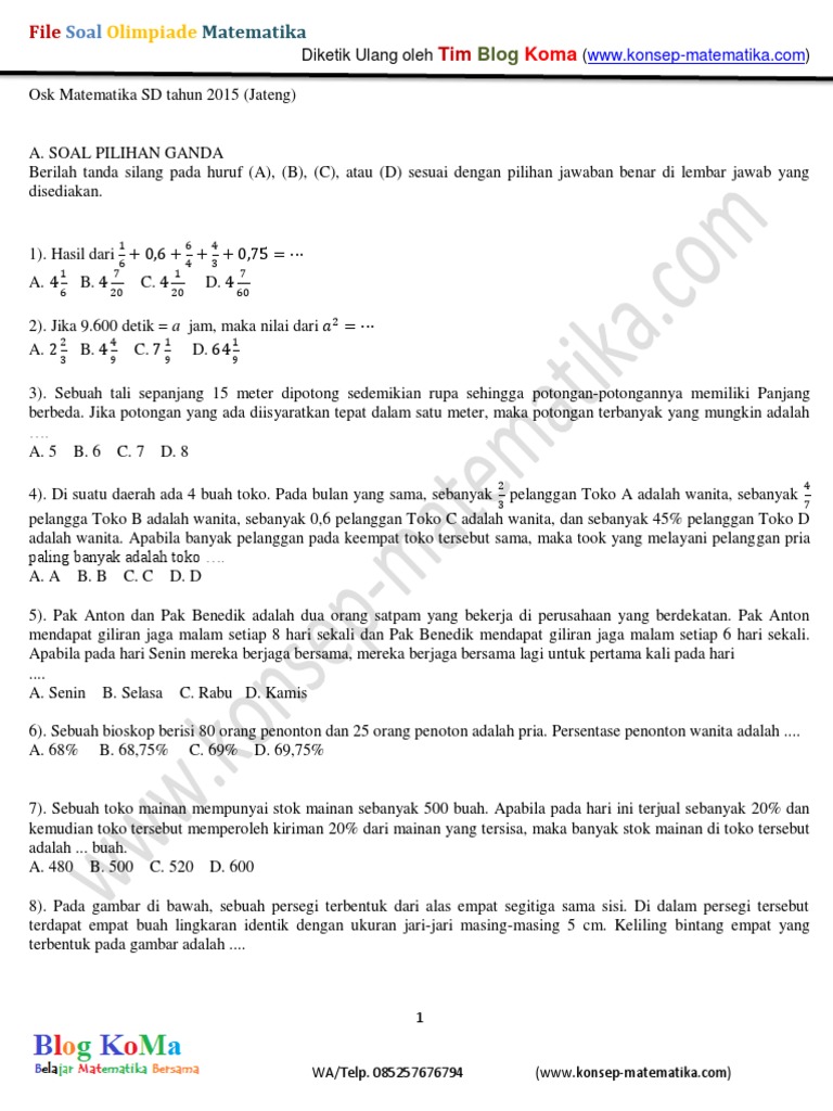 2015 Soal Osk - Jateng | PDF