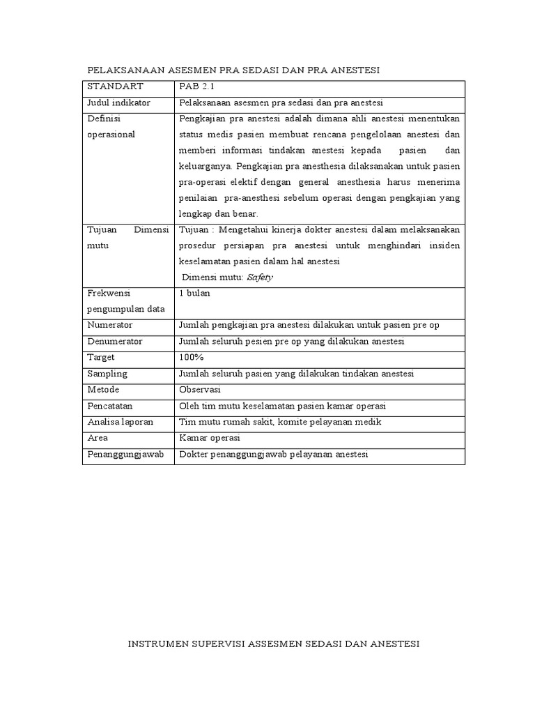 Pelaksanaan Asesmen Pra Sedasi Dan Pra Anestesi | PDF