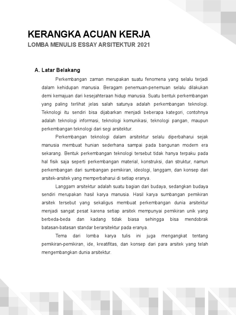 Kak - Tor Lomba Menulis Essay Arsitektur 2021 | PDF