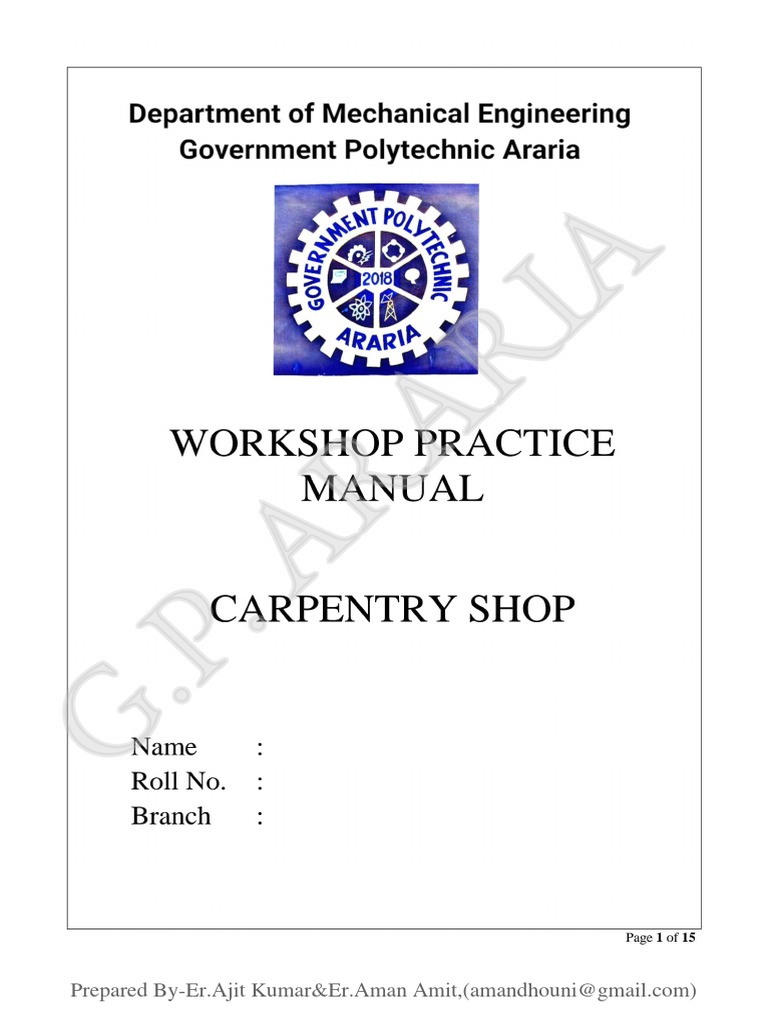 Carpentry Shop Manual PDF | PDF | Home & Garden