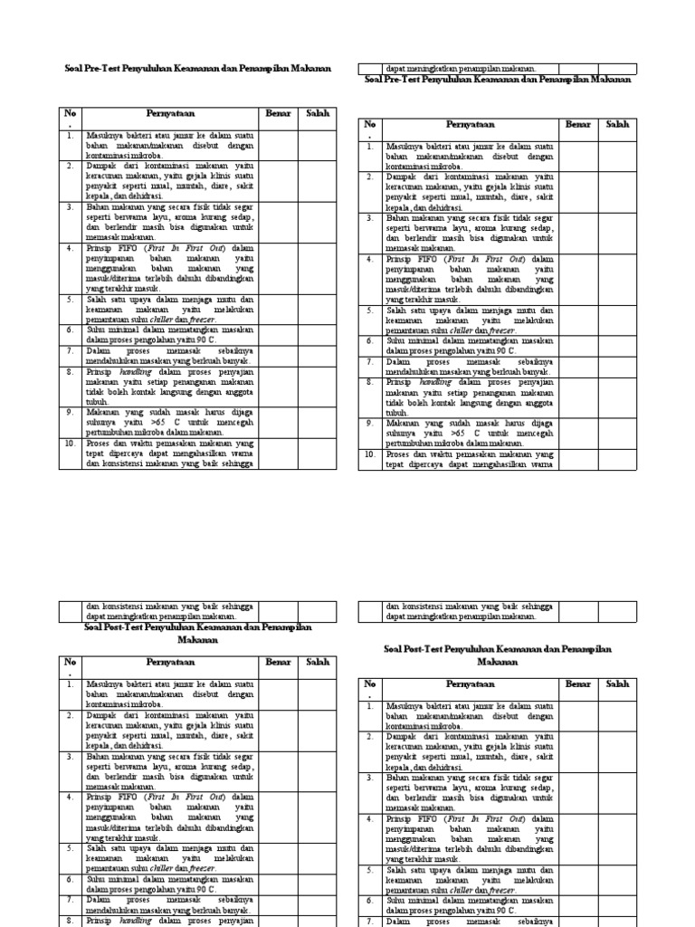 Soal Pre-Test Dan Post-Test | PDF