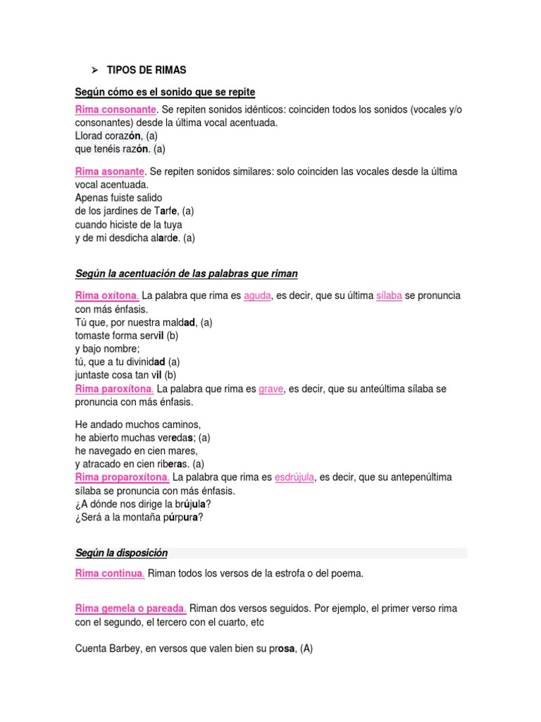 TIPOS DE RIMAS - Ari | PDF