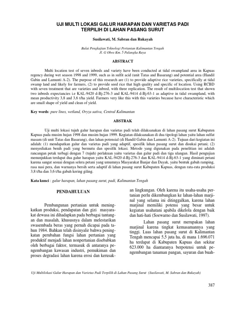 ID Uji Multi Lokasi Galur Harapan Dan Varie PDF | PDF | Teknologi & Rekayasa