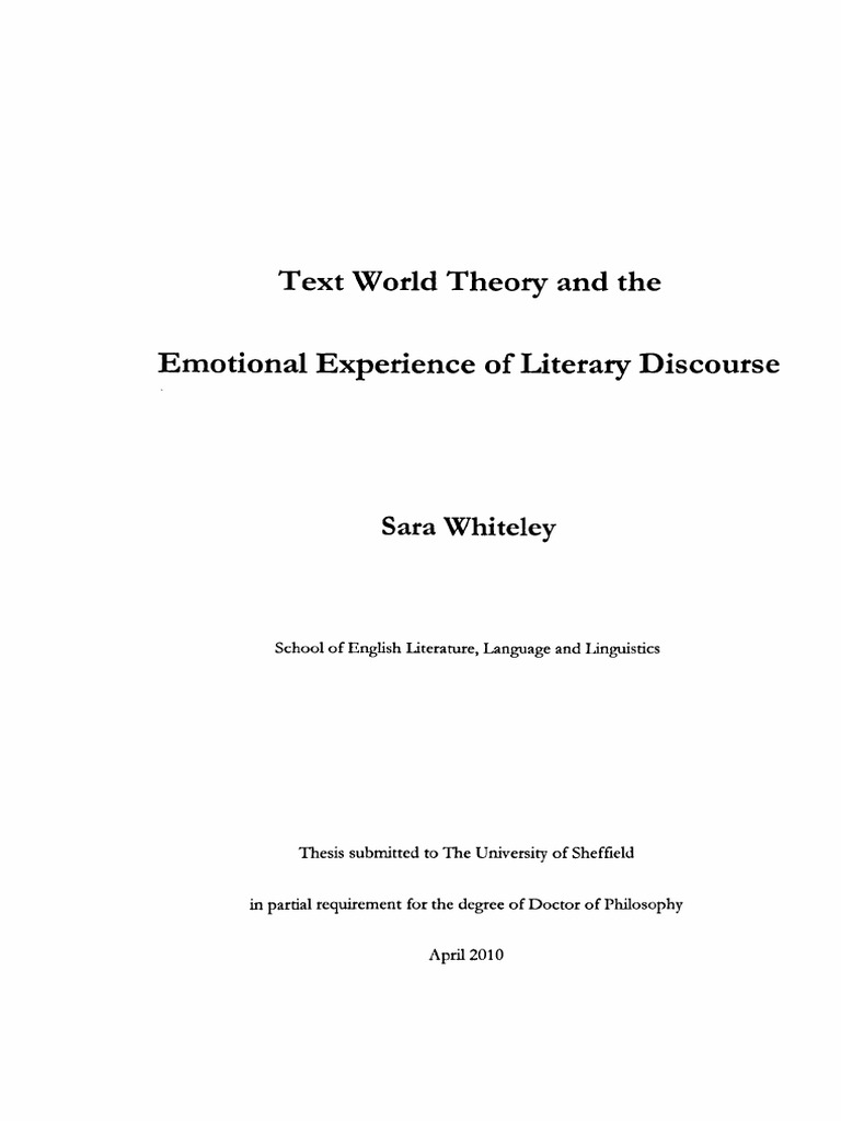 Text World Theory and The: Whiteley | PDF | Cognitive Science | Linguistics