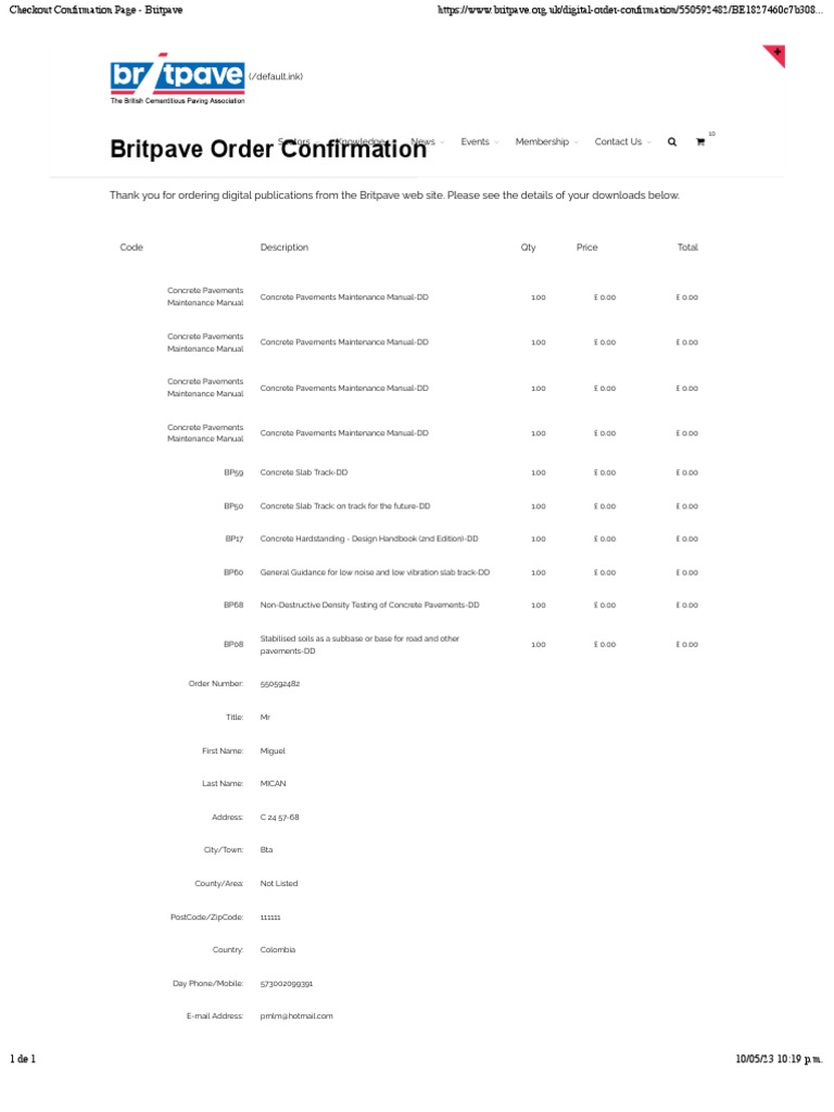 Checkout Confirmation Page - Britpave | PDF
