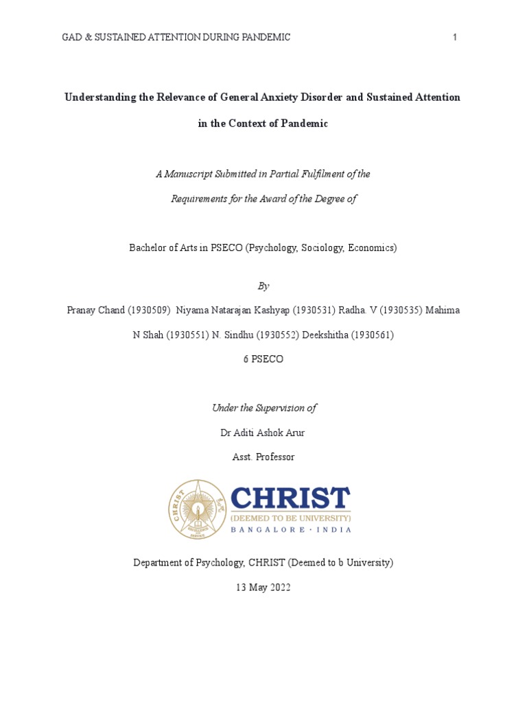 Psych Lab Research | PDF | Generalized Anxiety Disorder | Anxiety Disorder