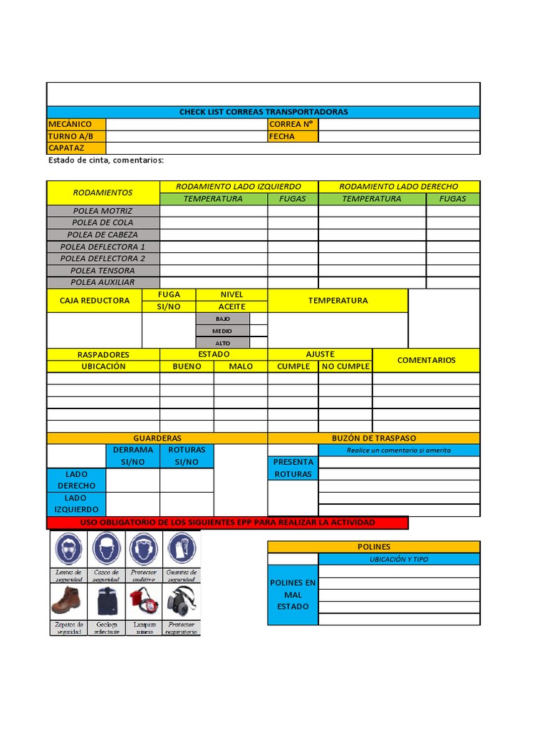 Check List Mecanico Cintas Transportadoras | PDF