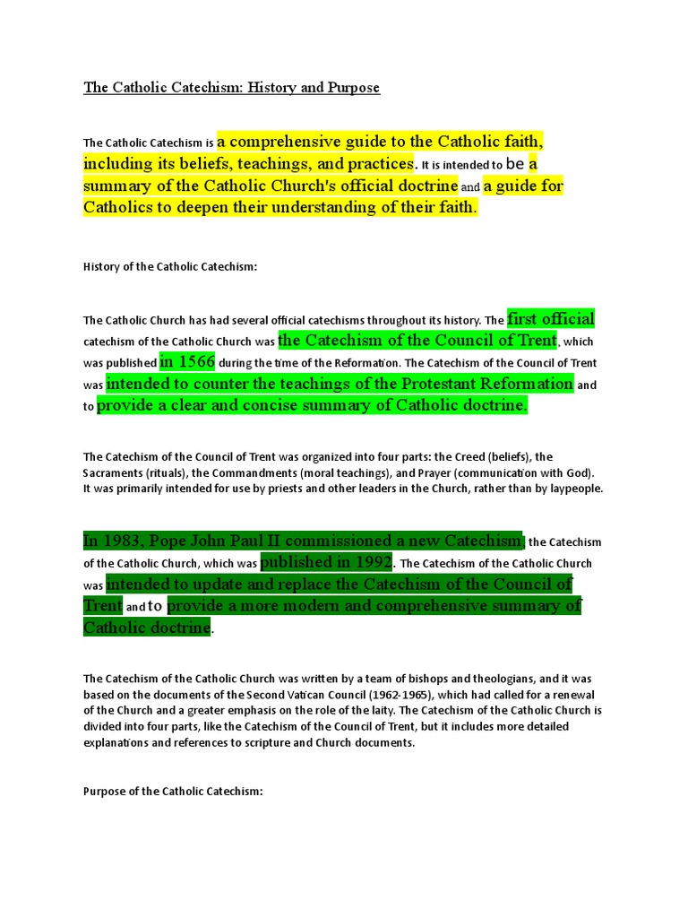 The Catholic Catechism | PDF | Catholic Church | Catechism