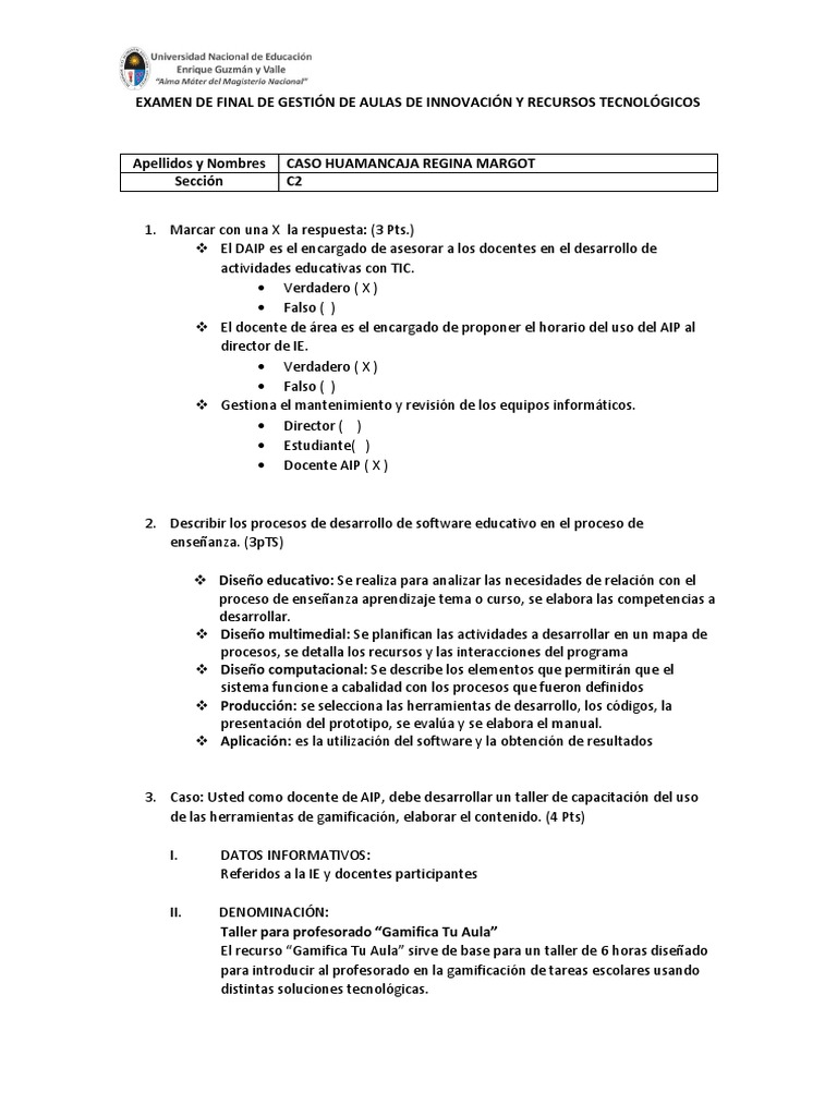 EXAMEN FINAL SEG Aip PDF | PDF | Enseñando | Maestros