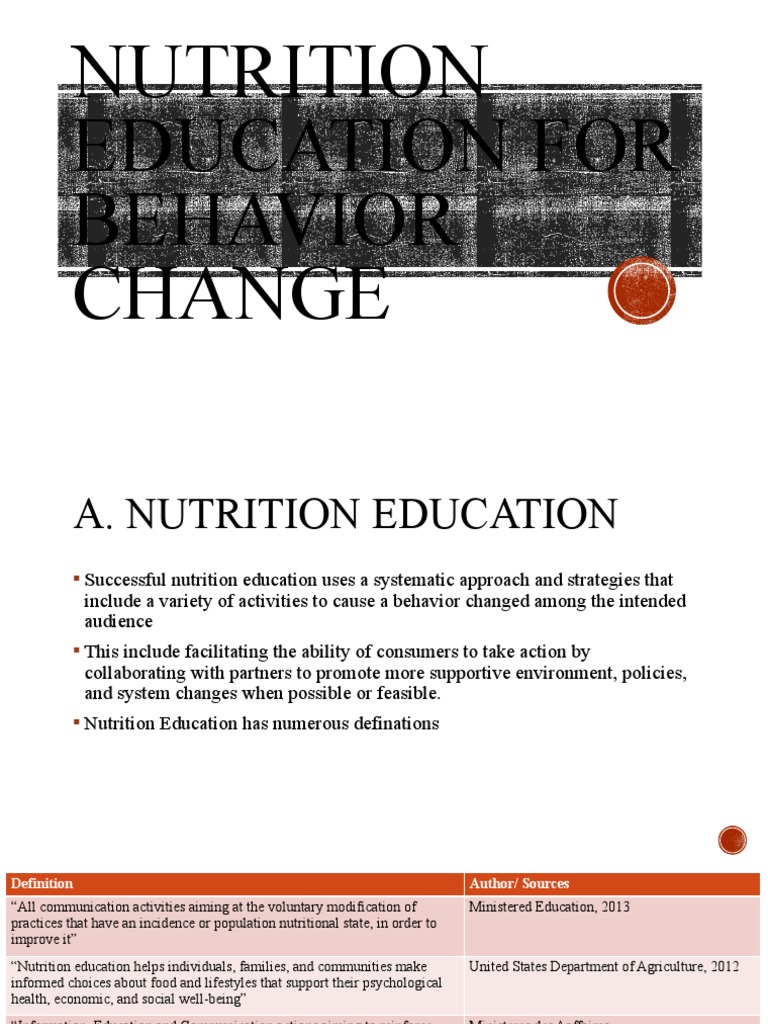 NUTRITION Education For Behavior Change | PDF