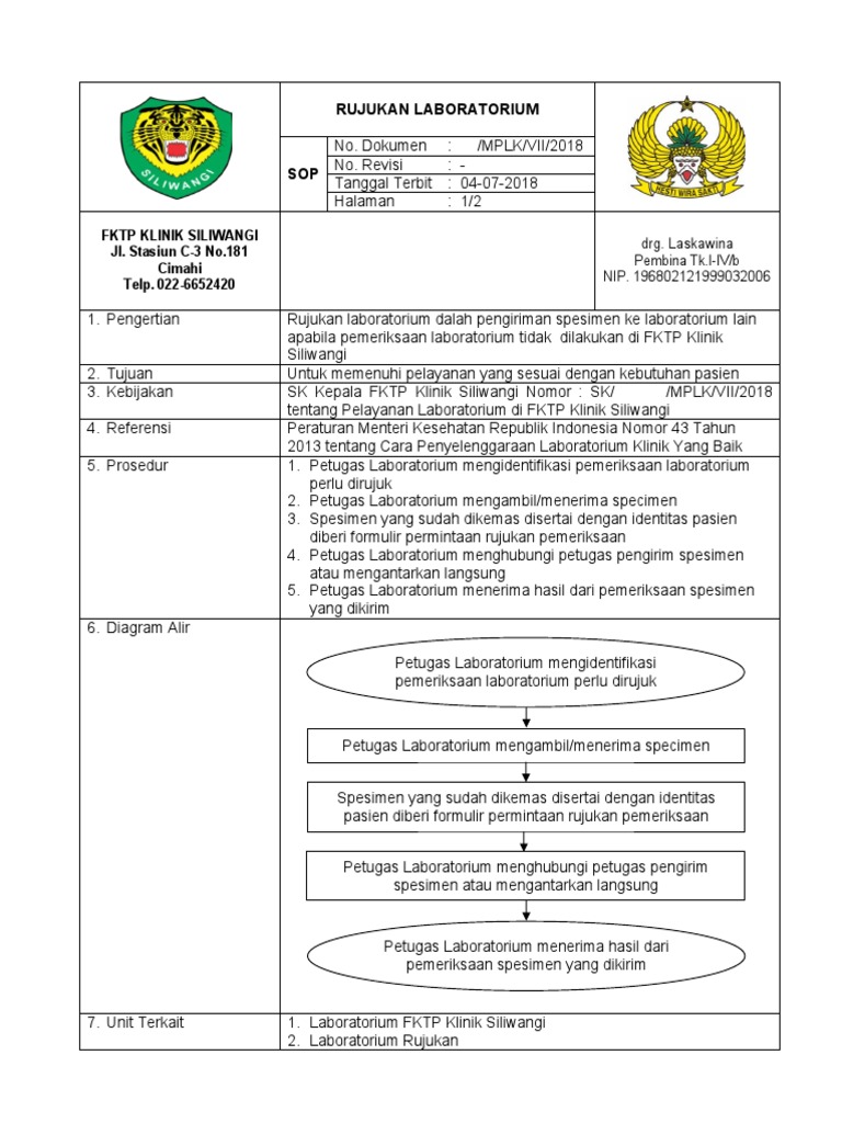 SOP Rujukan Laboratorium | PDF