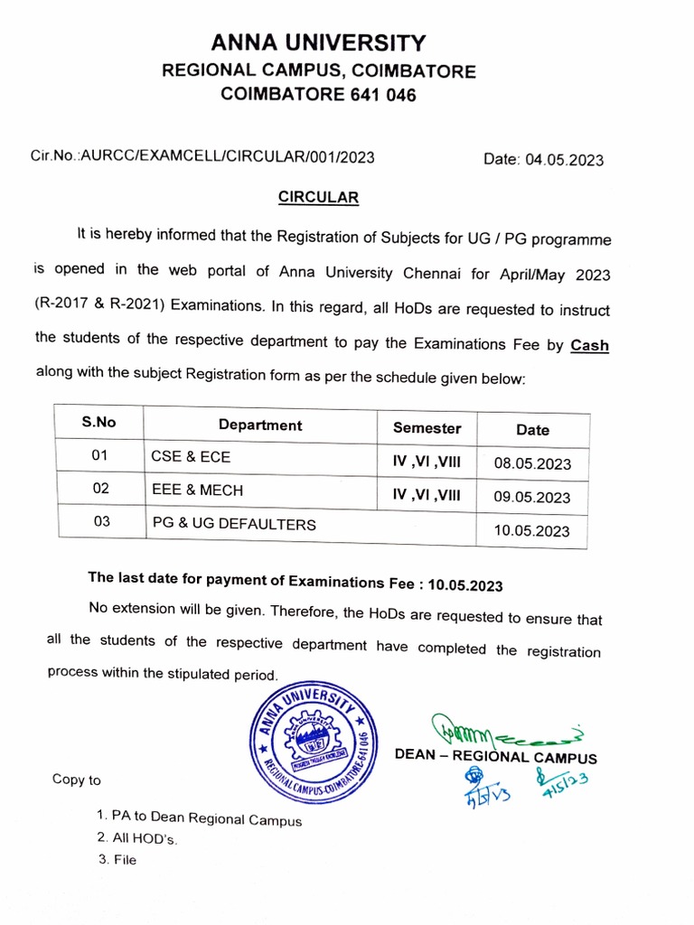 Fees Circular PDF | PDF
