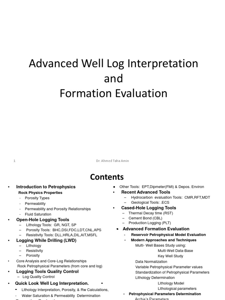 Advanced Well Log Interpretation and FM Eval-Sec | PDF | Porosity ...