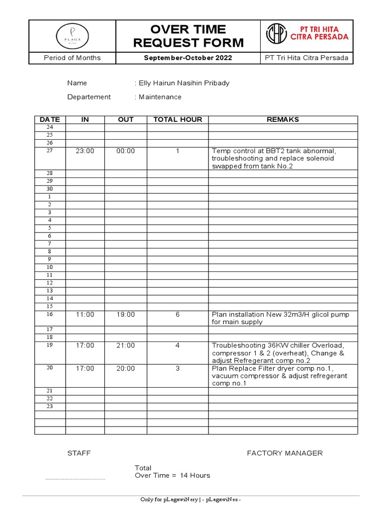 Overtime Form | PDF | Machines | Mechanical Engineering