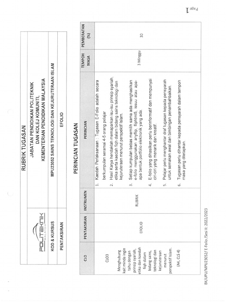 Rubrik E-Folio | PDF