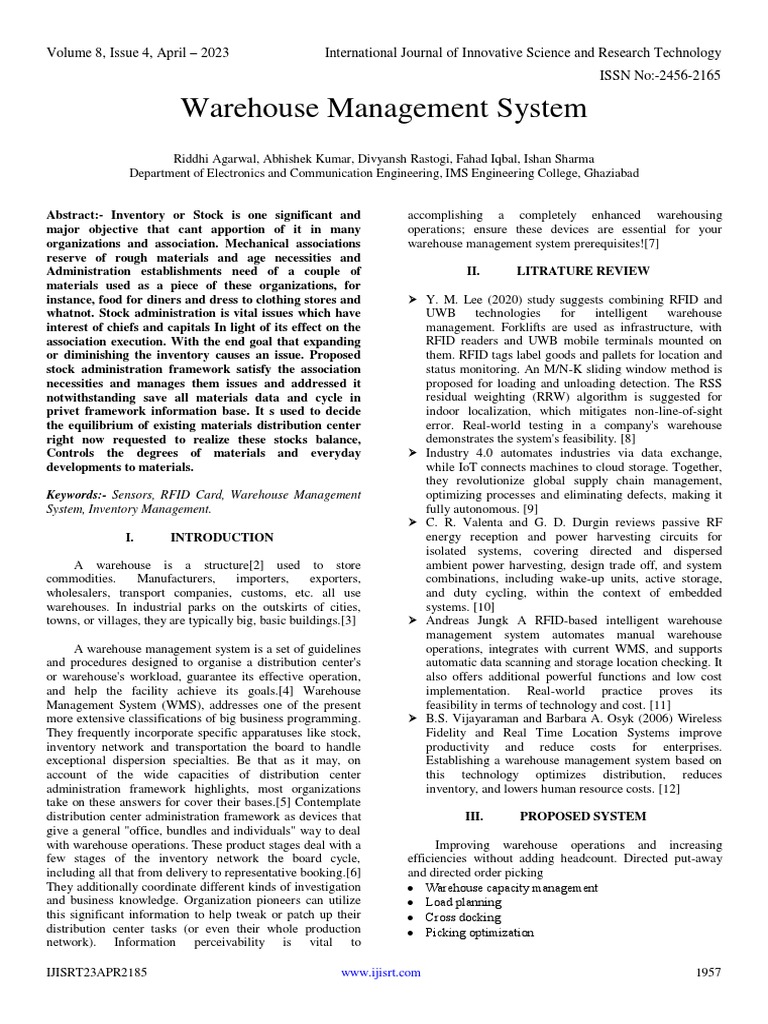 Warehouse Management System | PDF