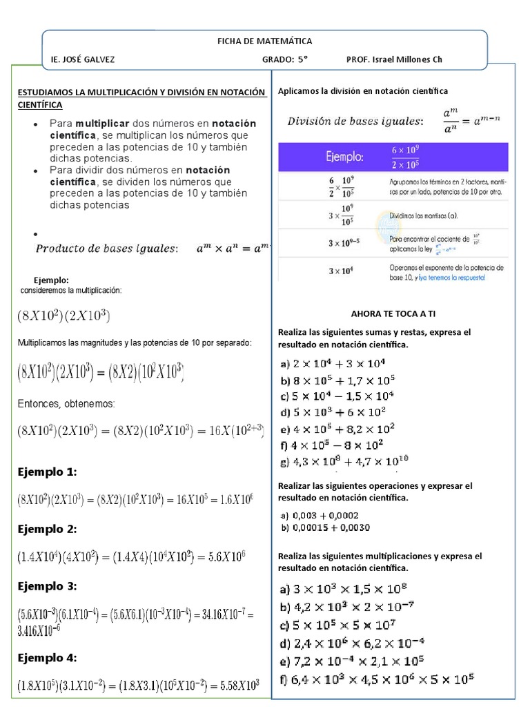 Ficha en NOTACIÓN CIENTIFICA | PDF