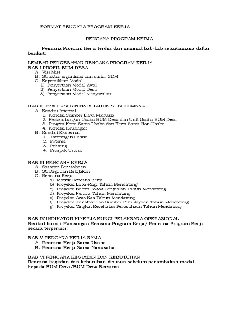 06 Program Kerja BUM Desa | PDF