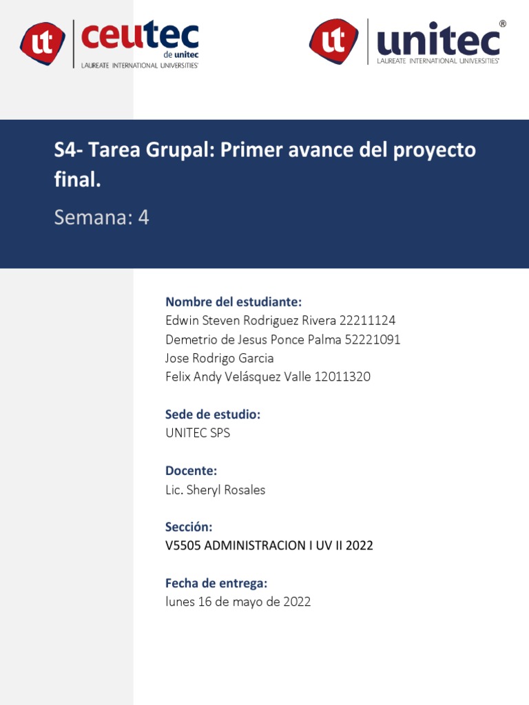 S4 Tarea Grupal Primer Avance Del Proyecto Final | PDF | La compañia de coca Cola | Coca Cola