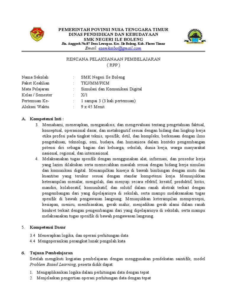 RPP Simulasi dan Komunikasi Digital SMK | PDF | Karier & Perkembangan