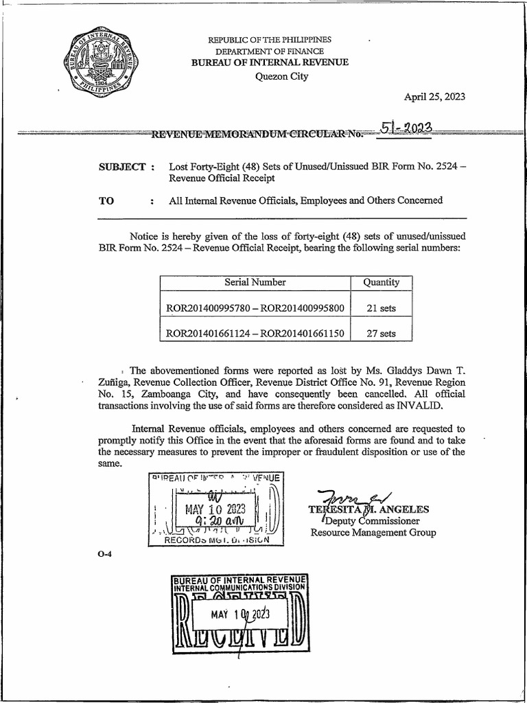 RMC No. 51-2023 | PDF