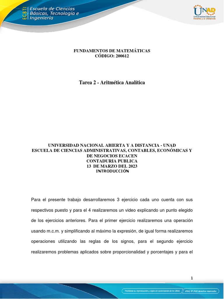 Tarea 2 - Mate | PDF | Aritmética | Matemáticas