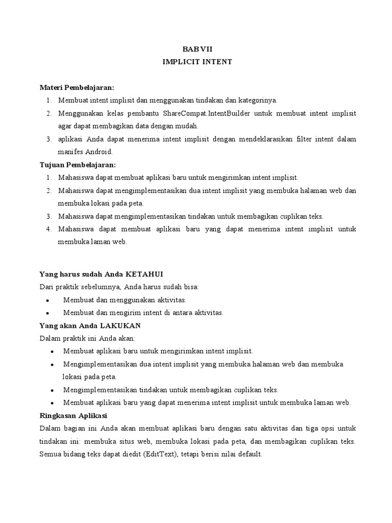 IMPLICIT INTENT | PDF