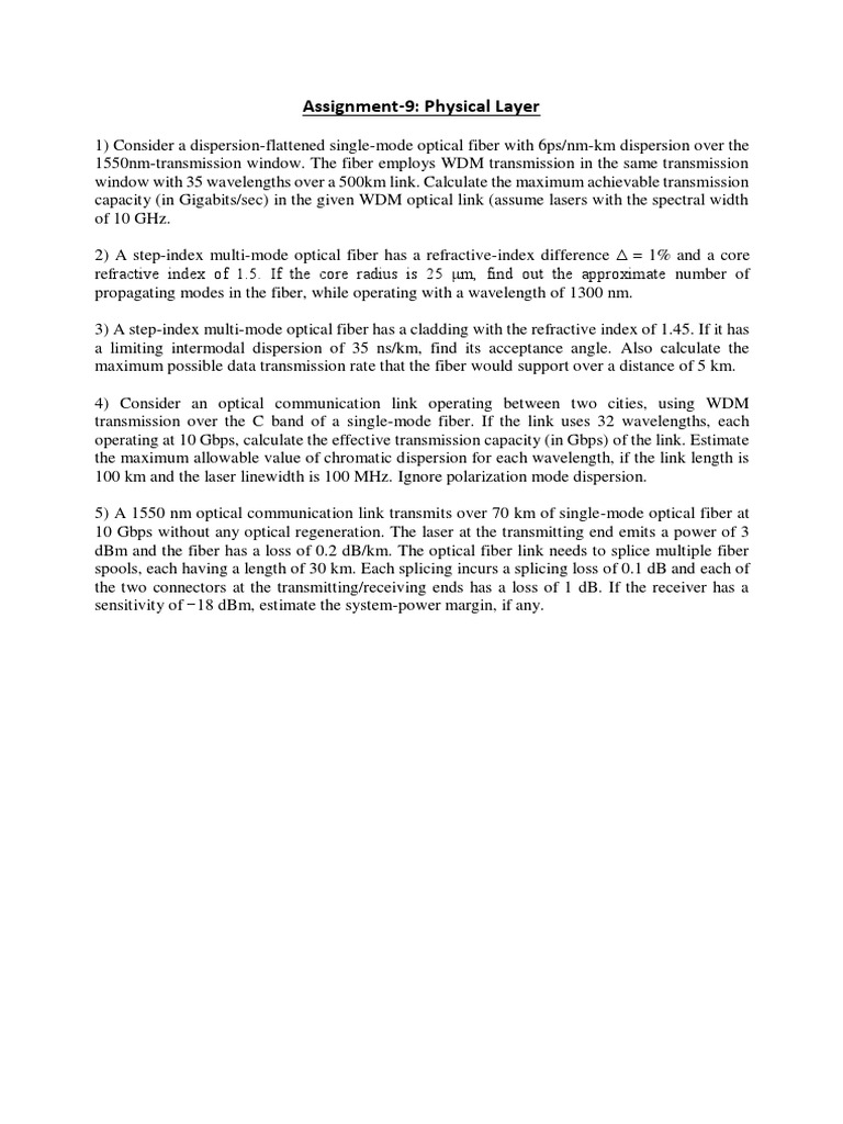 Assignment-9-Physical Layer | PDF