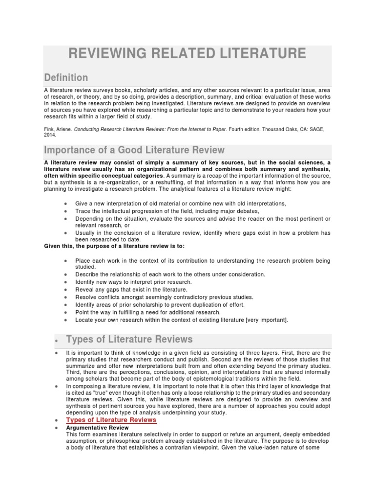 Reviewing Related Literature | Download Free PDF | Methodology | Theory