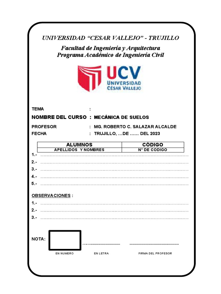 Caratula Inf - Suelos Ucv 2022-Ii | PDF