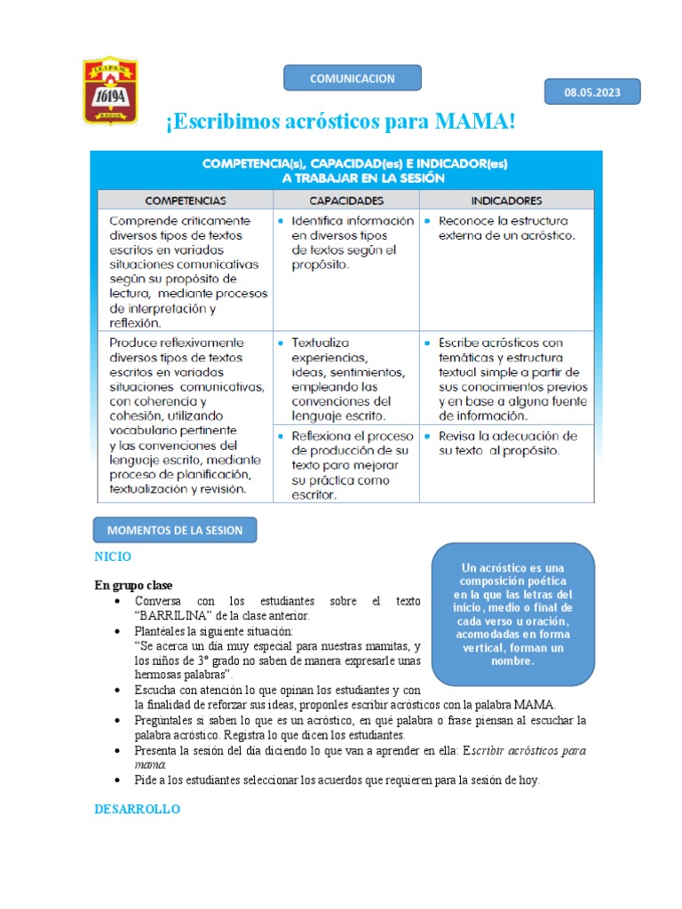 Escribimos Acrósticos para MAMA-1 | PDF