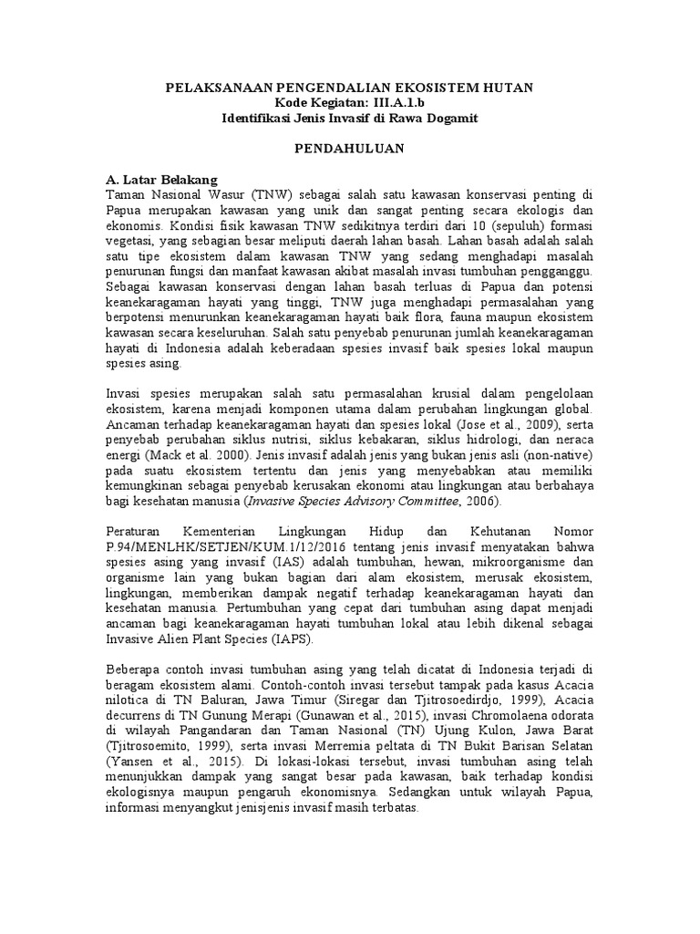 Identifikasi Jenis Invasif Rawa Dogamit | PDF