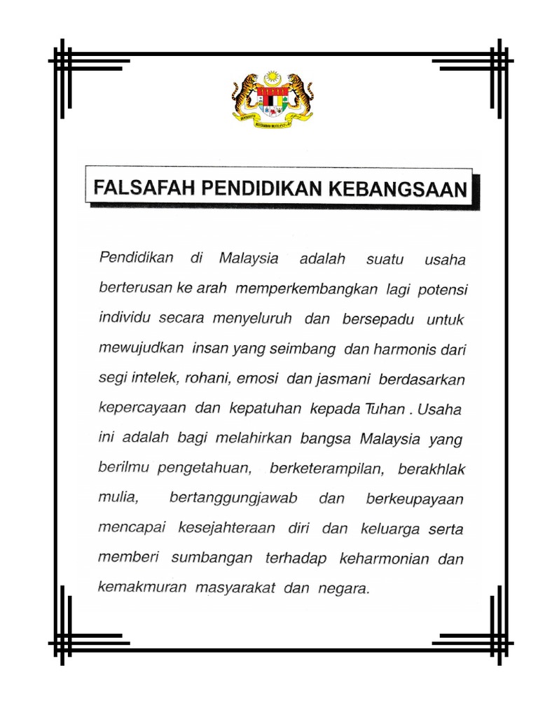 Falsafah Pendidikan Kebangsaan | PDF