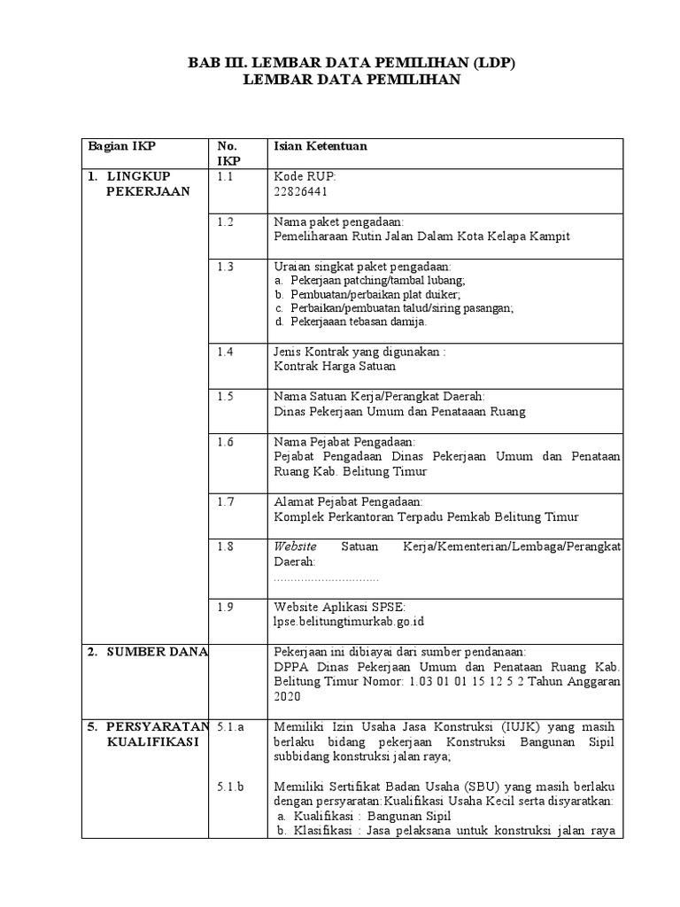 LDP-LDK PL Pemeliharaan Rutin Jalan Dalam Kota Kelapa Kampit | PDF | Pengelolaan Keuangan & Uang ...