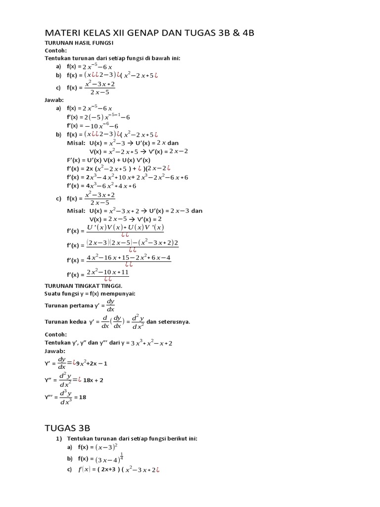 Materi Kelas Xii Genap Dan Tugas 3B & 4B | PDF