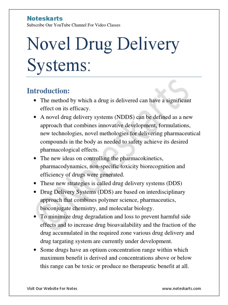 Novel Drug Delivery Systems | PDF | Bioavailability | Drugs