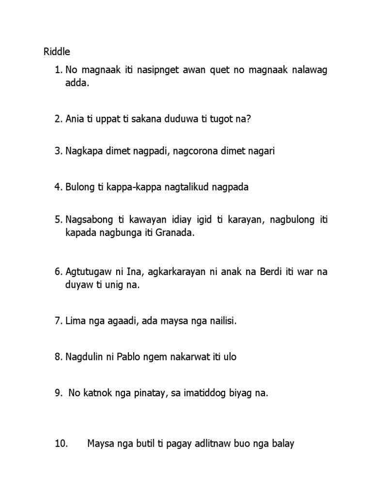 Riddle With No Answer | PDF