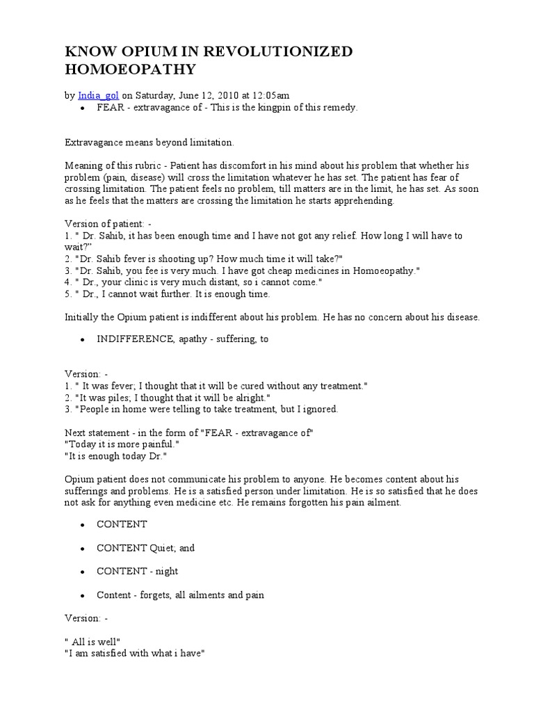 The Characteristic Symptoms of Opium: An Analysis of the Keynote ...