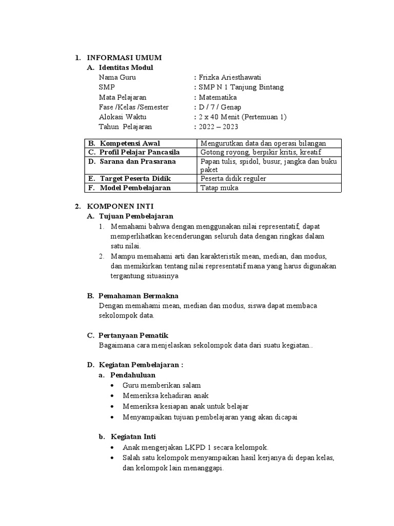 Modul Ajar Pengolahan Data Ok | PDF