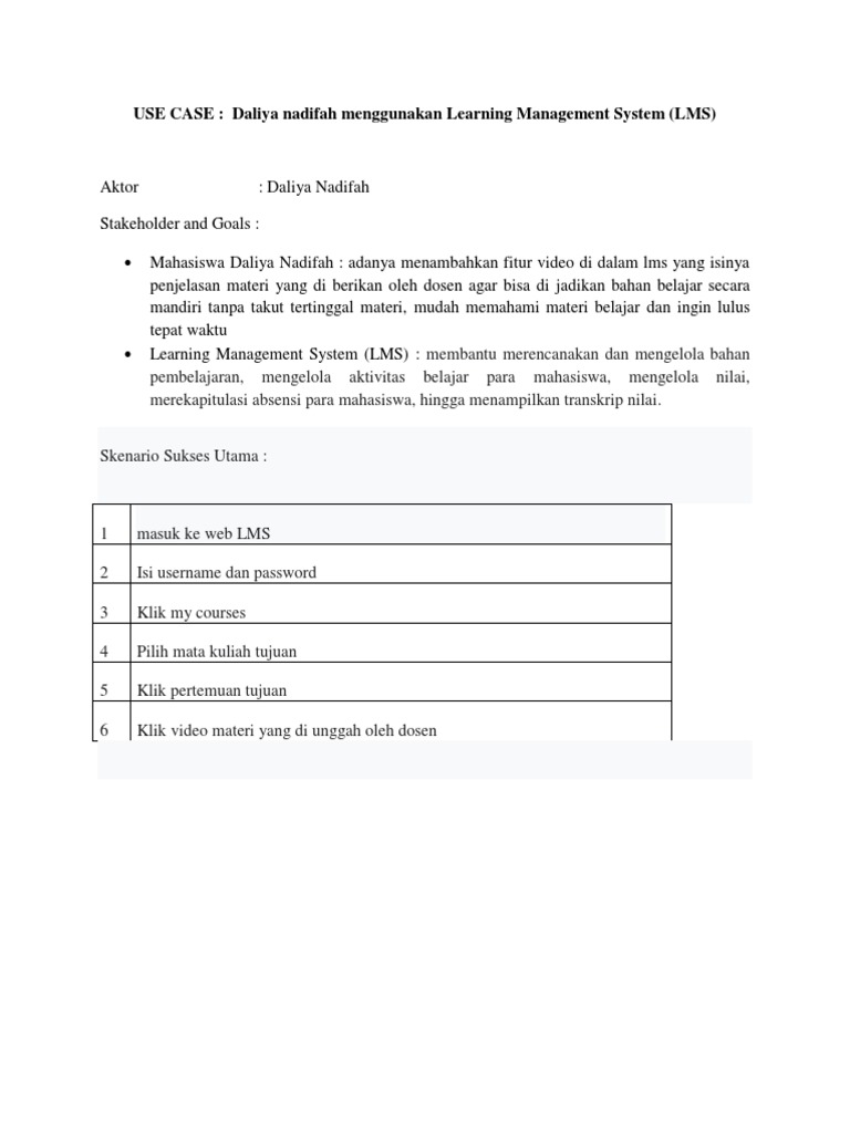 Use Case Specification Pdf Pdf