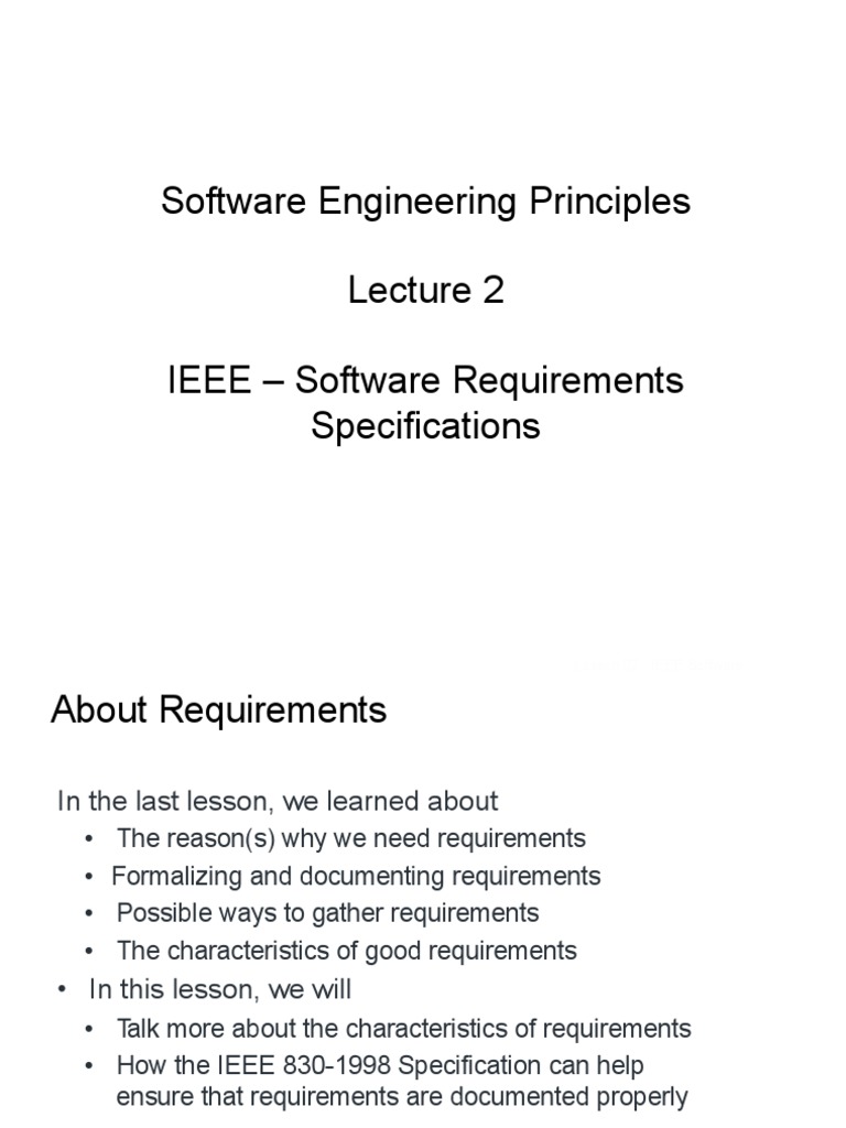 Lesson 2-IEEE-SRS PDF | PDF | Databases | User Interface