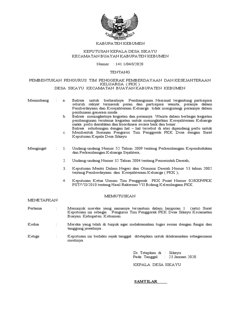 SK PKK Desa 2020 | PDF