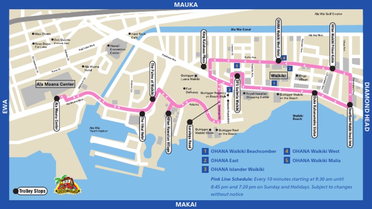 Waikiki Trolley Pink Line Schedule | PDF | Travel