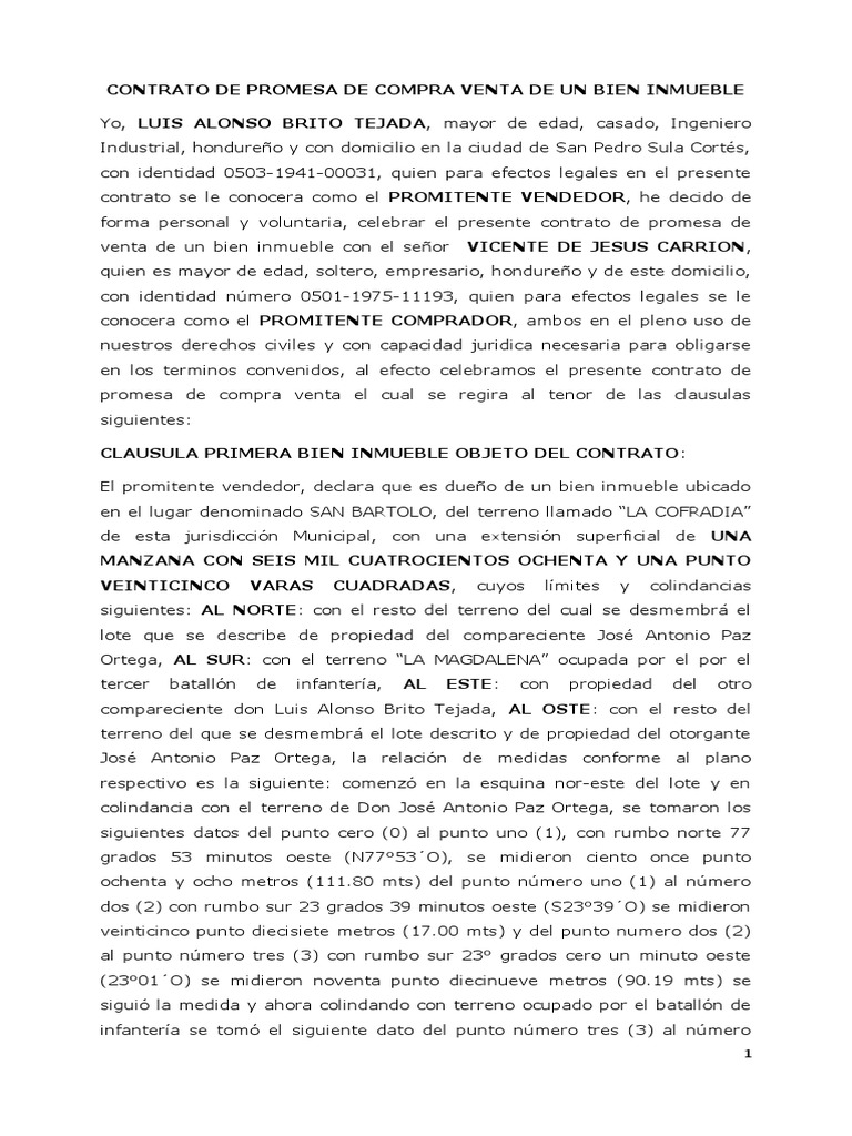 Contrato de Promesa de Venta | PDF | Propiedad | Derecho privado
