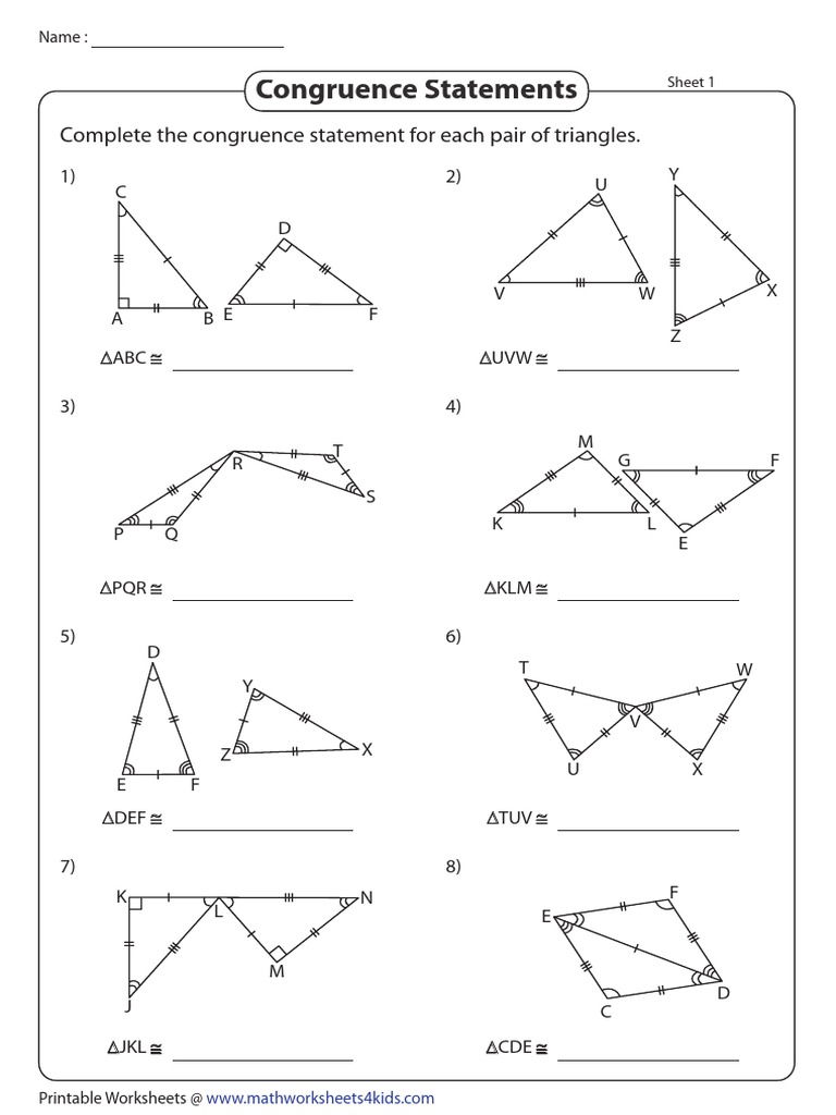 Triangle Congruence Worksheet | PDF