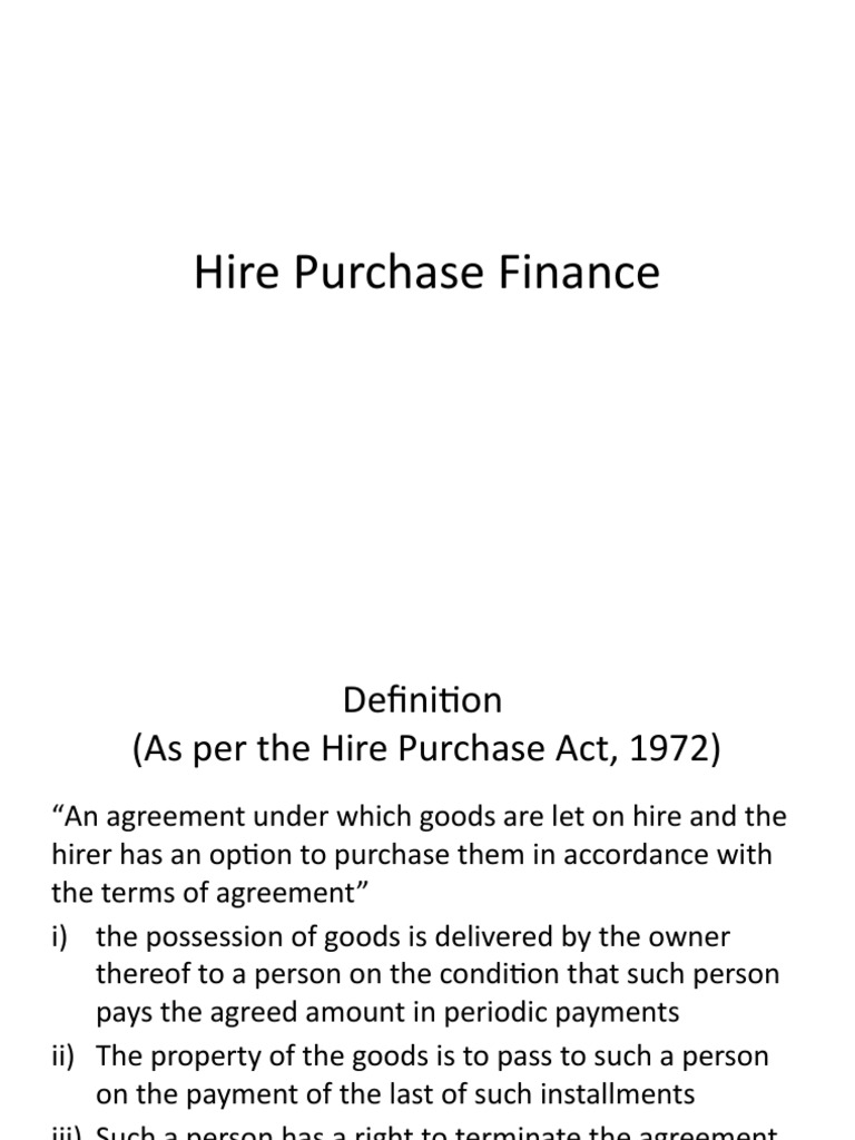 Hire Purchase Finance | PDF