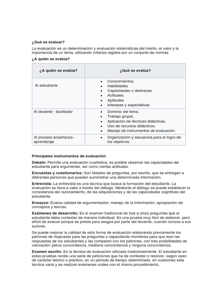 Qué Es Evaluar | PDF | Evaluación | Enseñando