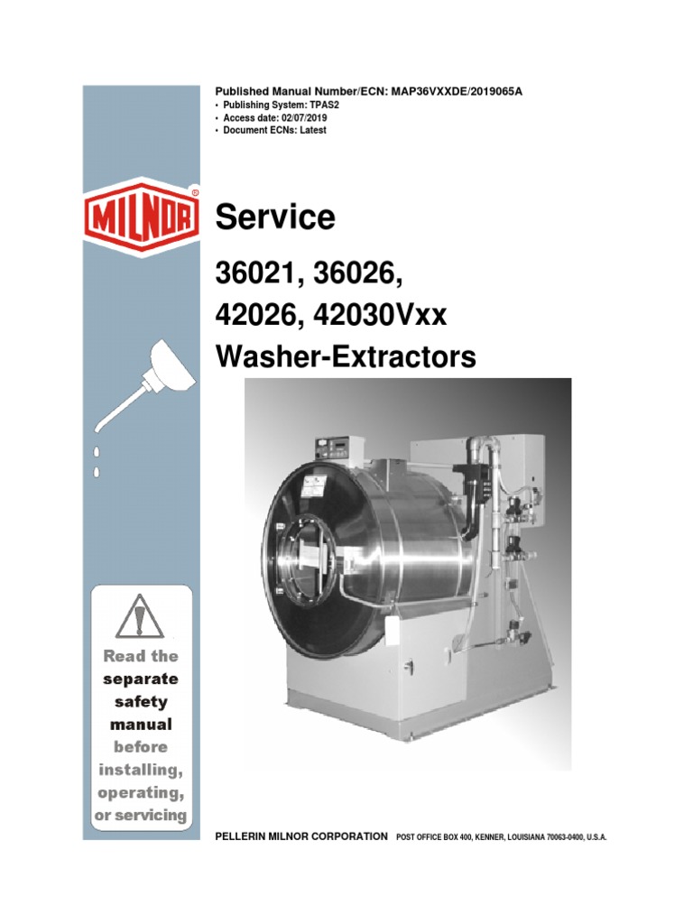 Milnor Washer Extractor Hard Mount | PDF | Force | Machines