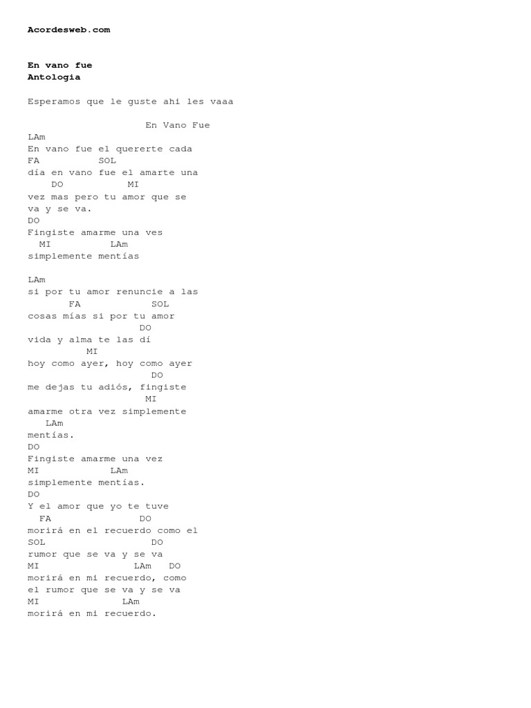 En Vano Fue Antologia Acordesweb Com PDF | PDF | Poesía