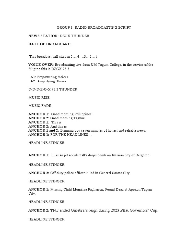 Elt 323 - Radio Broadcasting Script | PDF